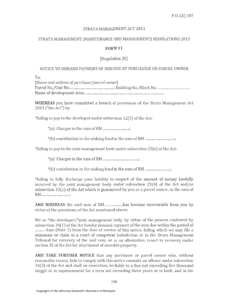 Form 11 (Notice of Demand) - Strata Management (Maintenance and ...