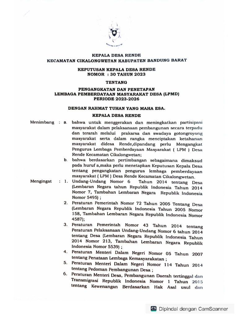 SK LPMD Desa Rende | PDF