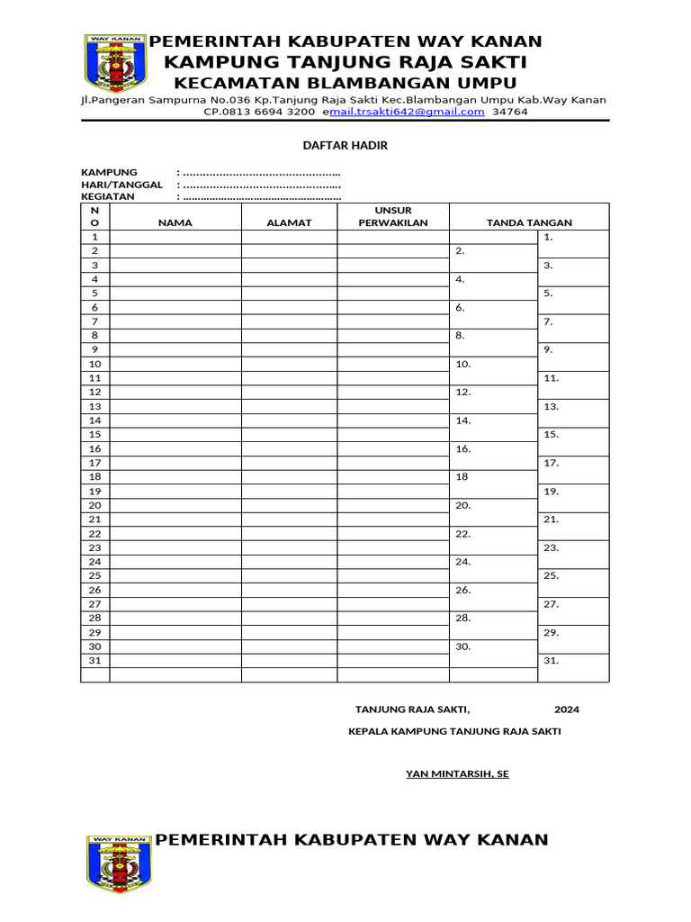 Daftar Hadir Kop 2024 | PDF