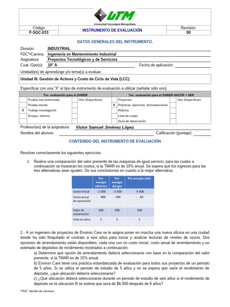 10b Can, Cano, Chan, Tec, Cob Ejerremplazo | PDF | Evaluación