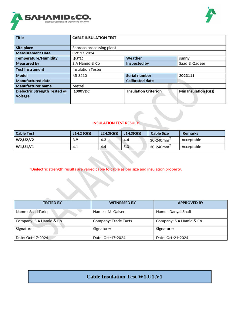 Cable Insulation Test Report | PDF | Materials | Materials Science