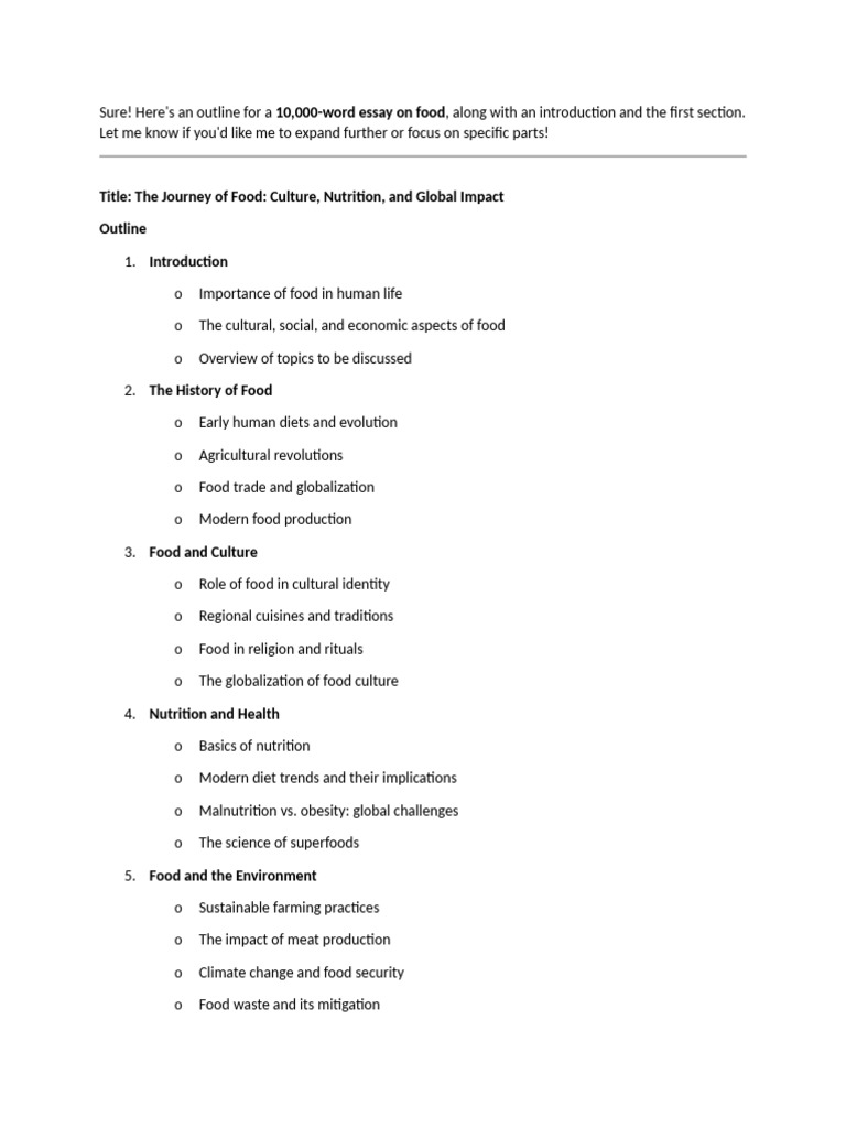 10,000-Word Essay On Food | PDF | Wellness