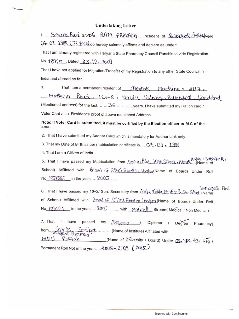 Undertaking Letter | PDF