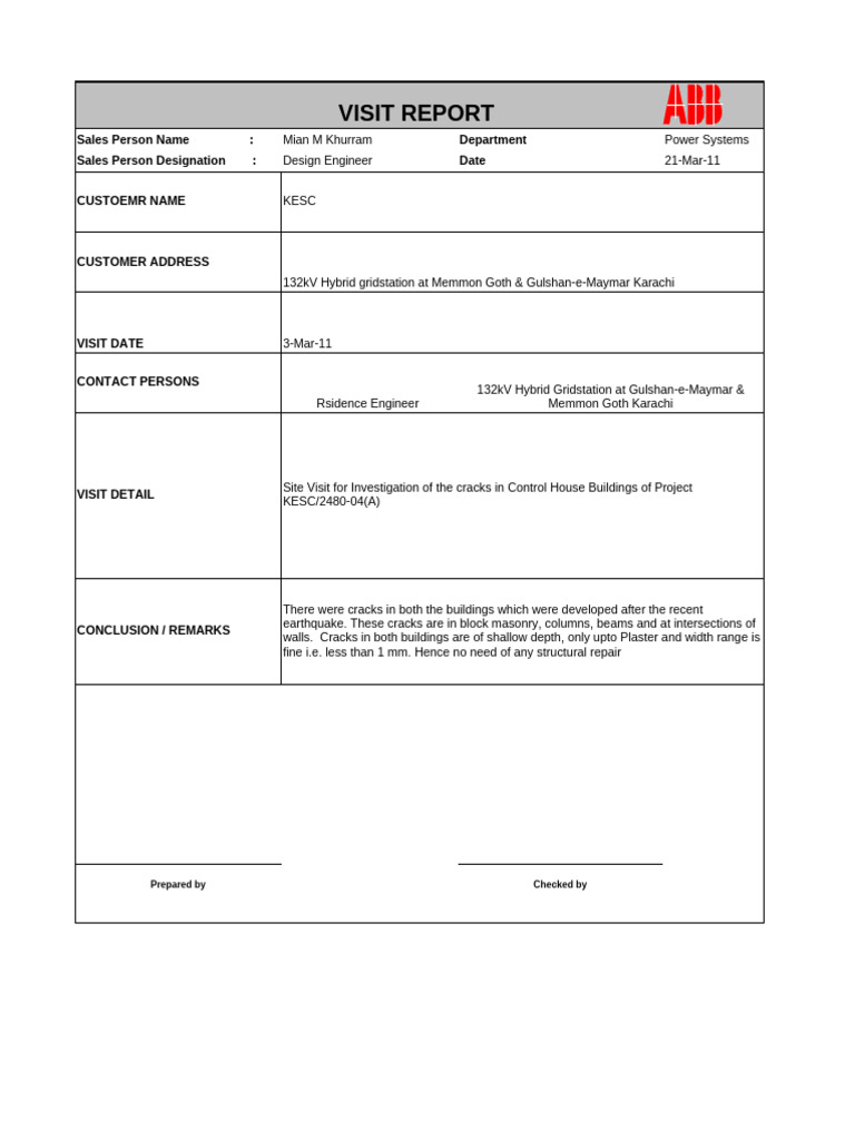 Site Visit Report | PDF