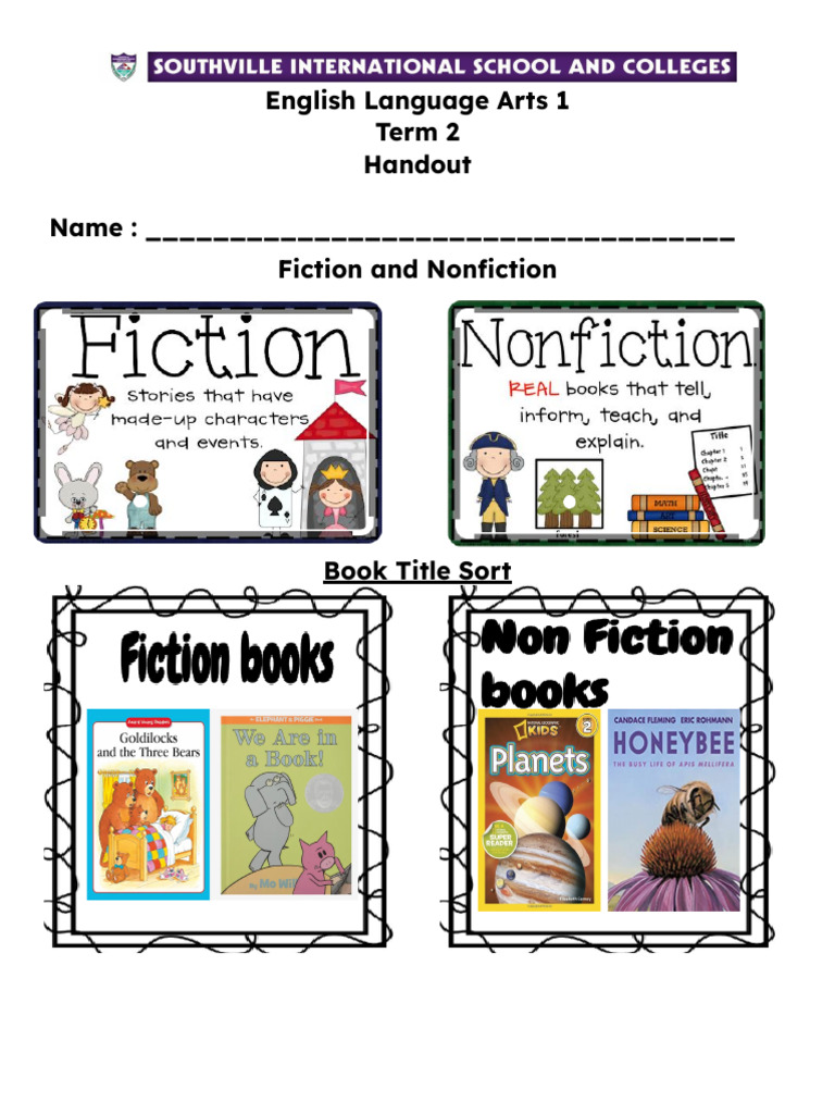 Fiction vs. Nonfiction Sorting Guide | PDF | Language Arts & Discipline ...