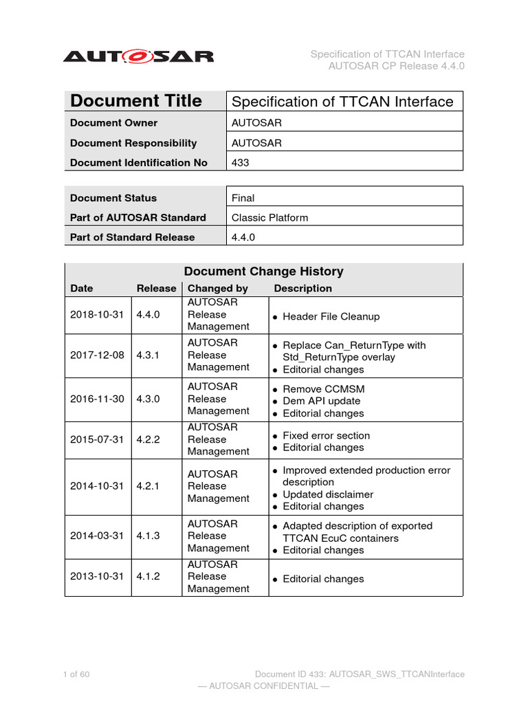 Autosar Sws Ttcaninterface | PDF | Specification (Technical Standard ...