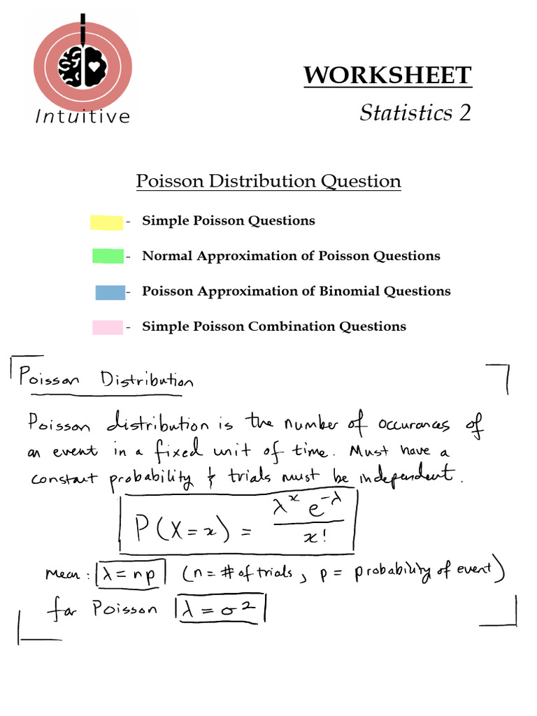 Poisson Distribution - WORKSHEET 1 | PDF