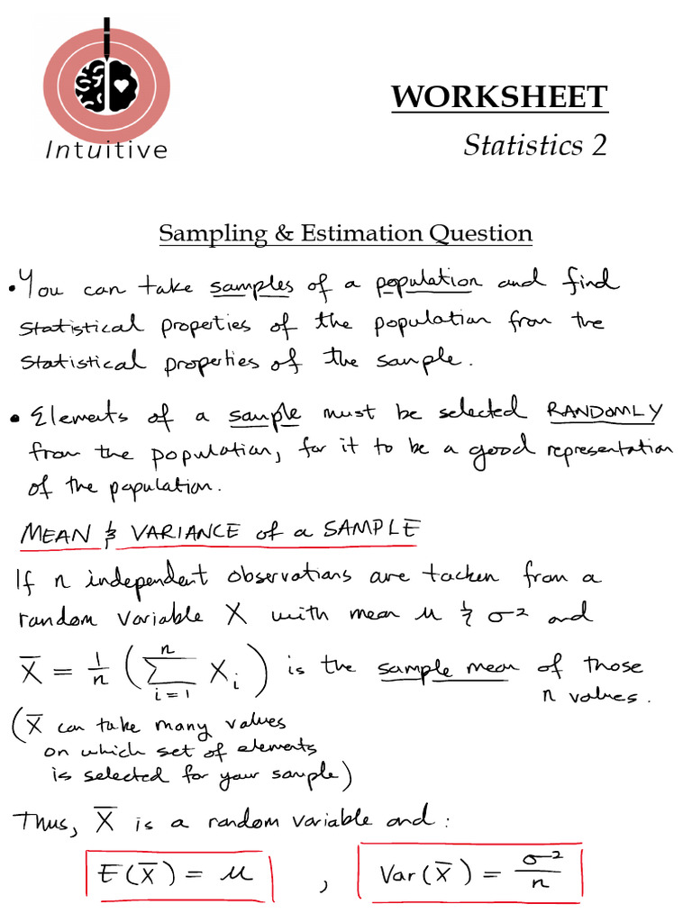 Sampling Estimation Question - WORKSHEET | PDF