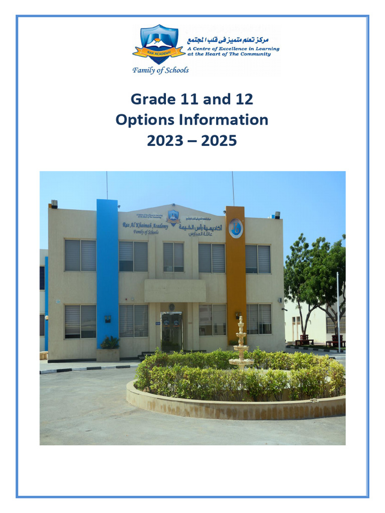 RAK Academy Grade 11-12 Options Guide | PDF | Educational Stages | Schools