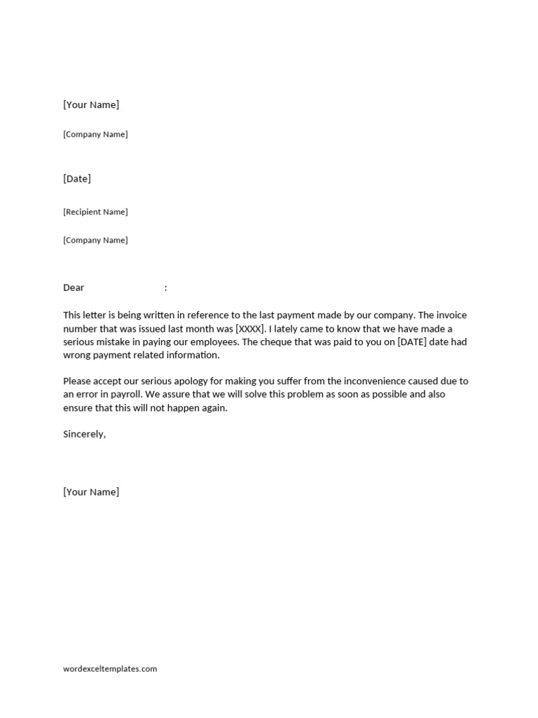 Apology for Payroll Error Notification | PDF