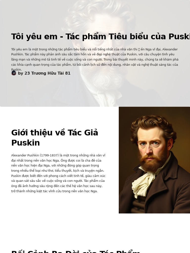 Toi Yeu em Tac Pham Tieu Bieu Cua Puskin | PDF