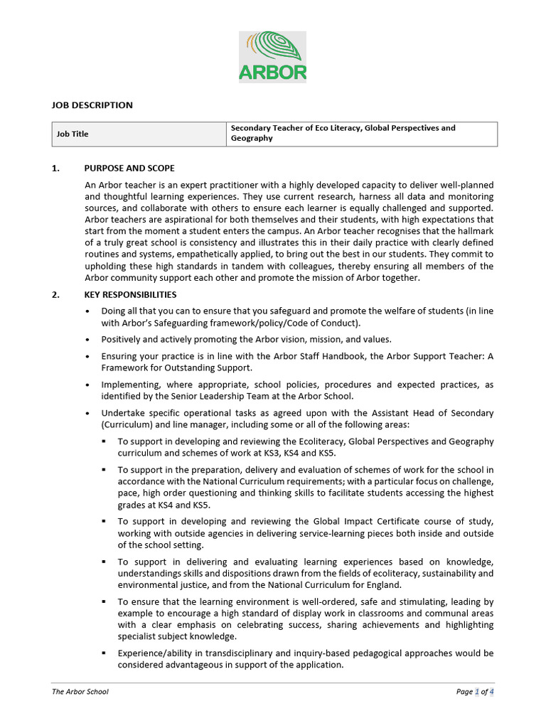Eco Literacy & Geography Teacher JD | PDF | Learning | Curriculum
