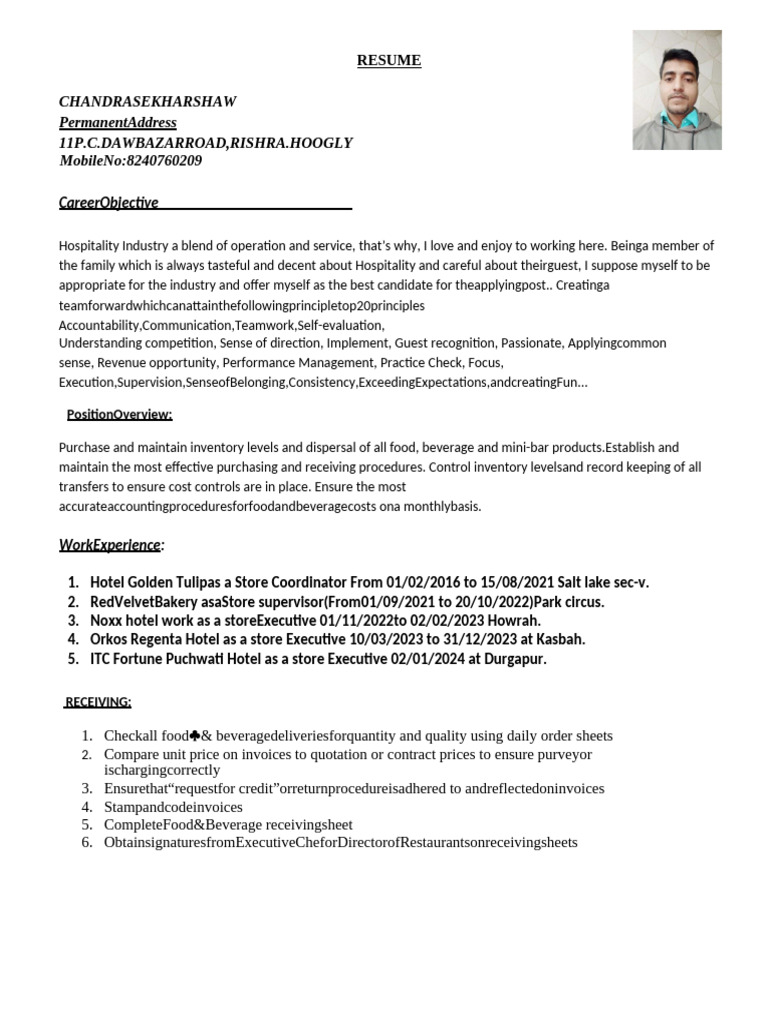 Resume Chandra Shekhar-1 | PDF | Business