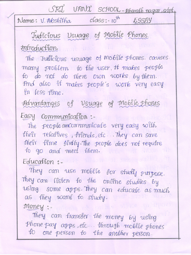 V. Akshitha 10th Class Srivani | PDF