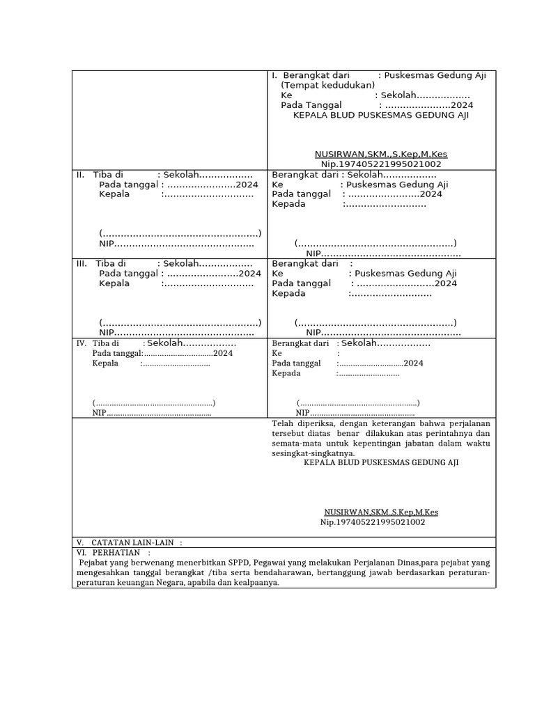 1 Contoh SPT Dan SPPD Untuk 1 Orang | PDF