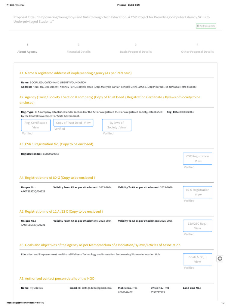 Proposal - ONGC-CSR | PDF