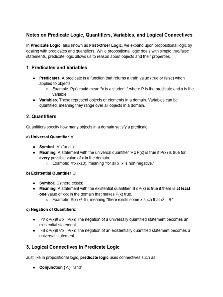 IKS - Notes On Predicatghjke Logic, Quanhgdfhjtifiers, Variables, and ...
