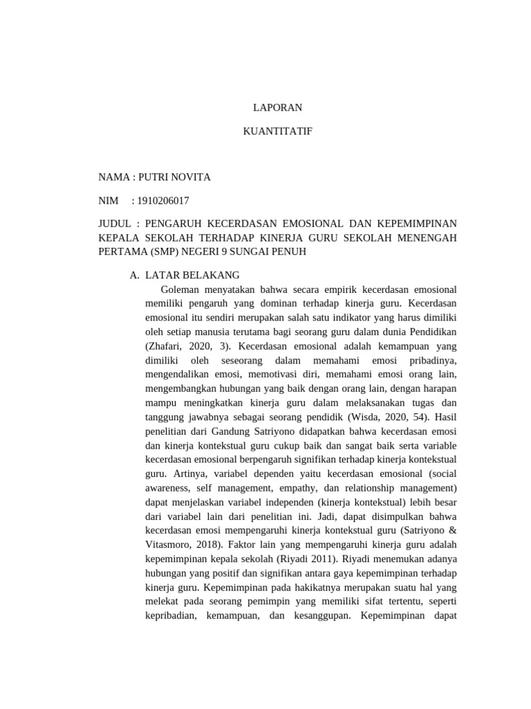 Laporan Skripsi Kuantitatif (Rivaldi) | PDF