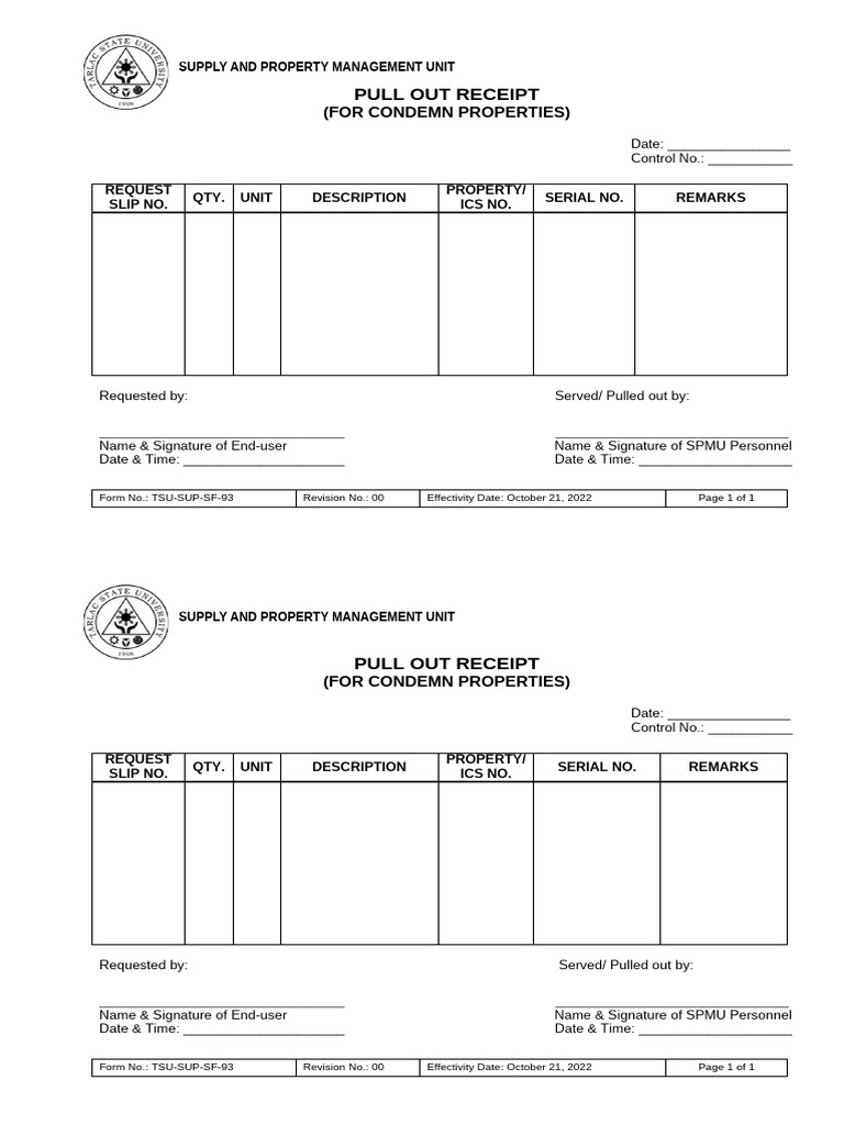 SF 93 Pull Out Receipt | PDF