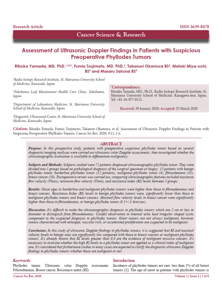 Assessment of Ultrasonic Doppler Findings in Patients With Suspicious ...