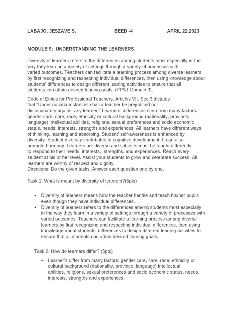 Module 9 | PDF | Learning | Teachers