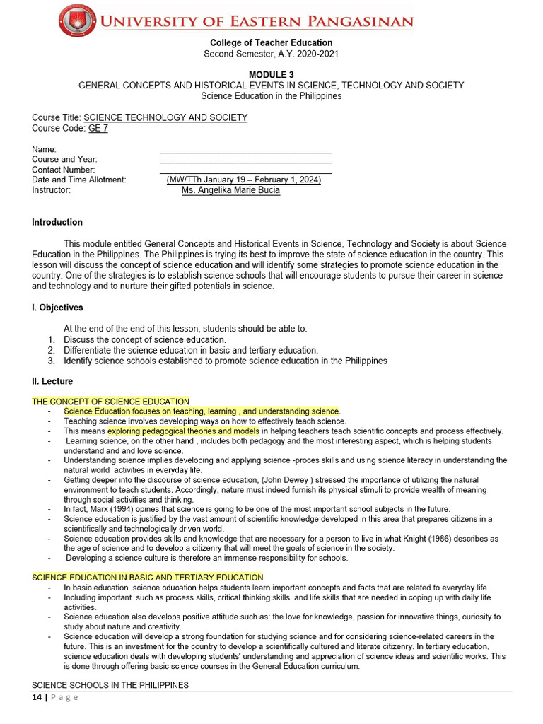 Sts Module 3 | PDF | Science Education | Science