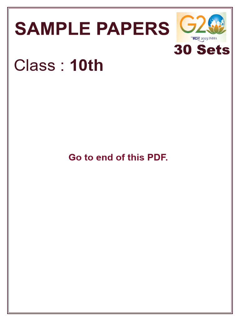 G20 Class 10 Social Science Sample Paper | PDF | Agriculture | Money
