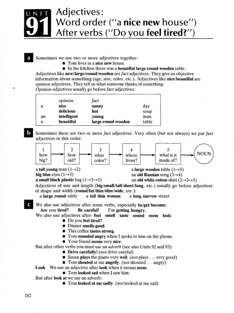 Word Order For Adjectives | PDF | Adjective | Adverb