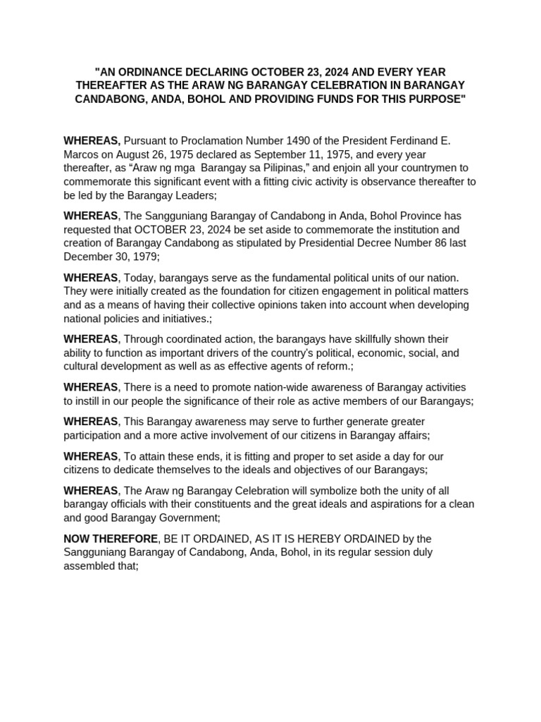 FOUNDATION DAY Ordinance | PDF | Government | Justice