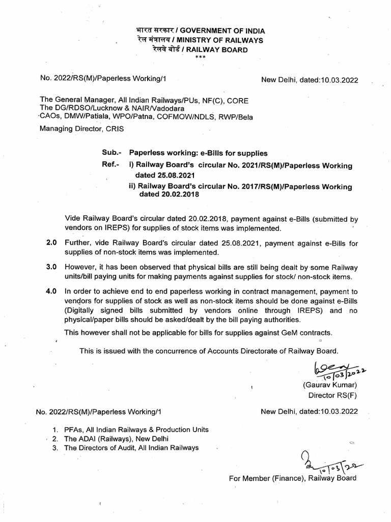 Paperless Working Letter - GMs - Ebills - 10032022 | PDF