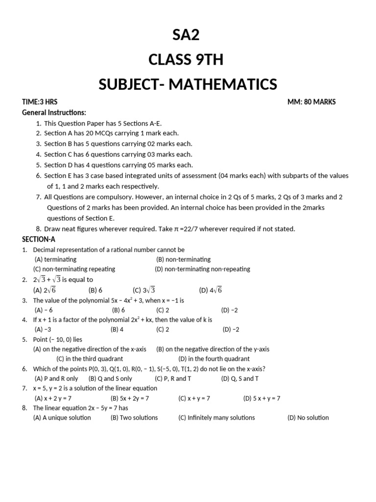 SA2 Class 9 24 | PDF | Area | Circle
