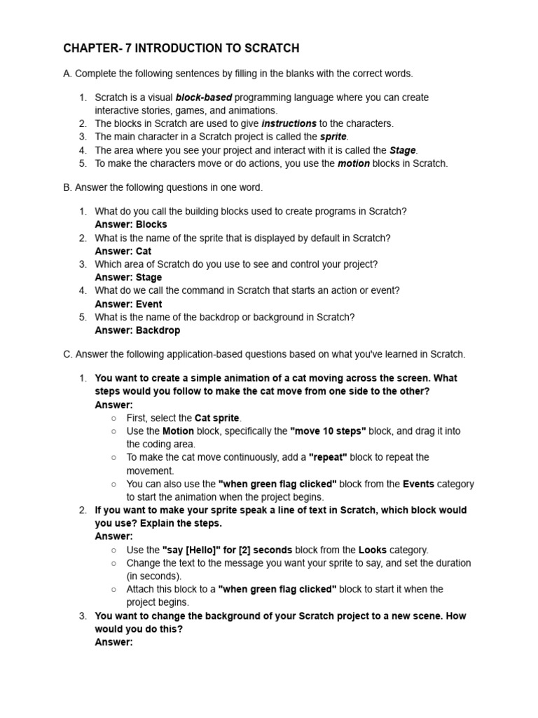Class 3rd CH - 7 Answer Key | PDF | Scratch (Programming Language) | Computing