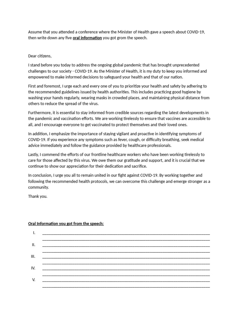 Oral Info Work | PDF | Pandemic | Public Health
