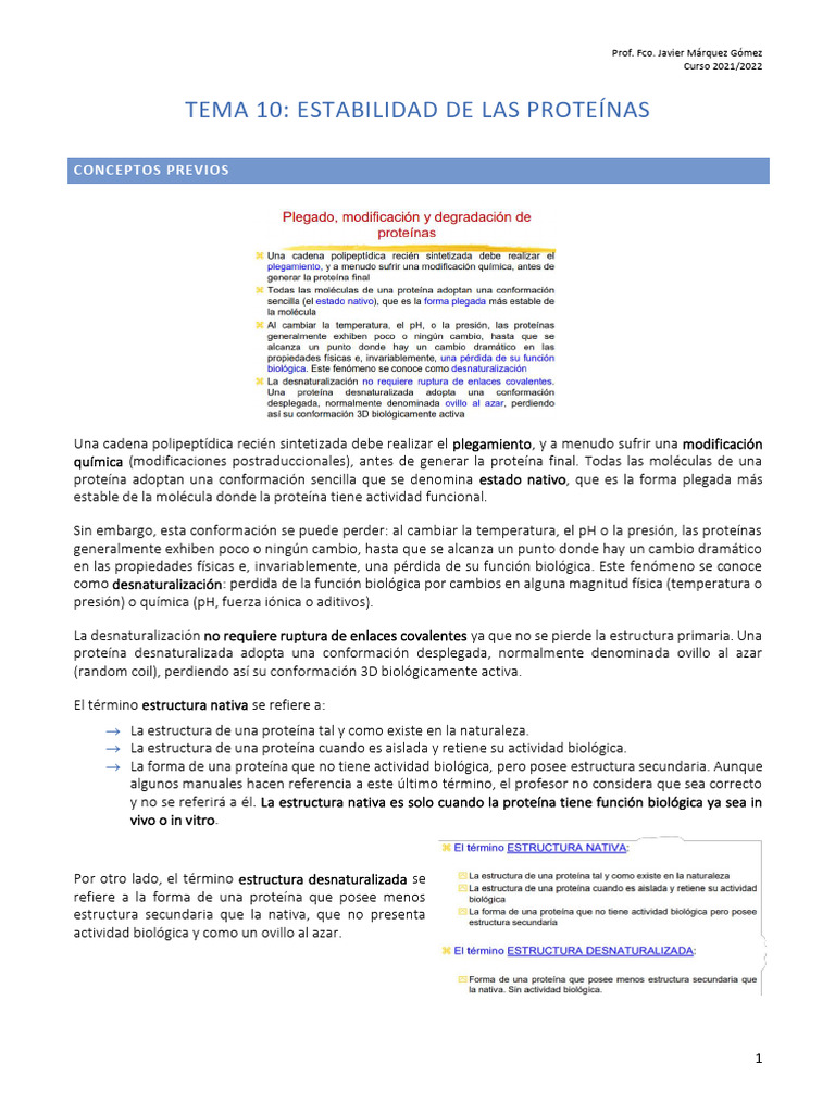 Wuolah Free Tema 10 Gulag Free | PDF | Desnaturalización (bioquímica) | Proteínas