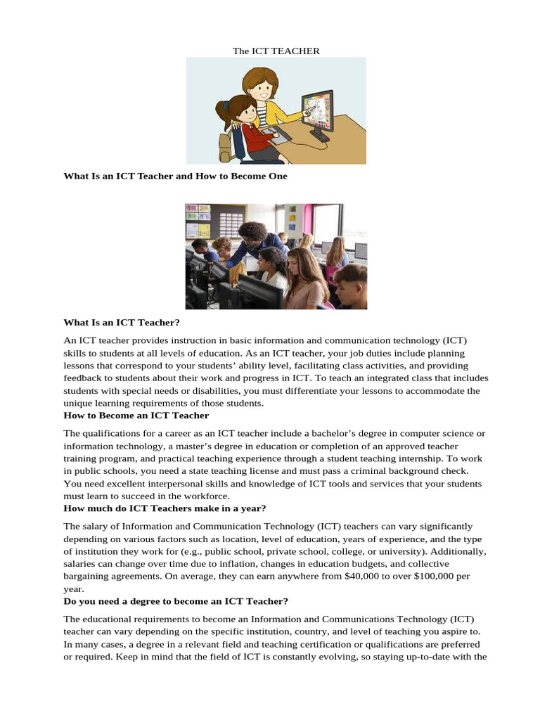 The ICT TEACHER | PDF | Educational Technology | Teachers