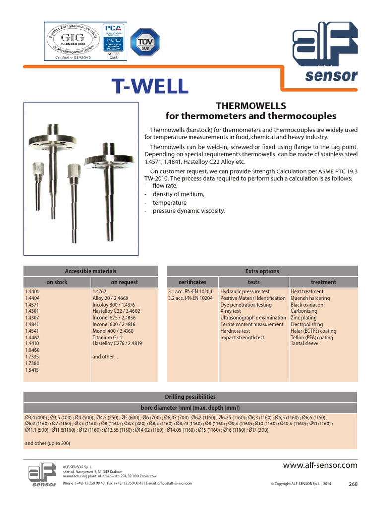 Thermowells (Barstock) For Thermometers and Thermocouples | PDF | Building Engineering | Applied ...