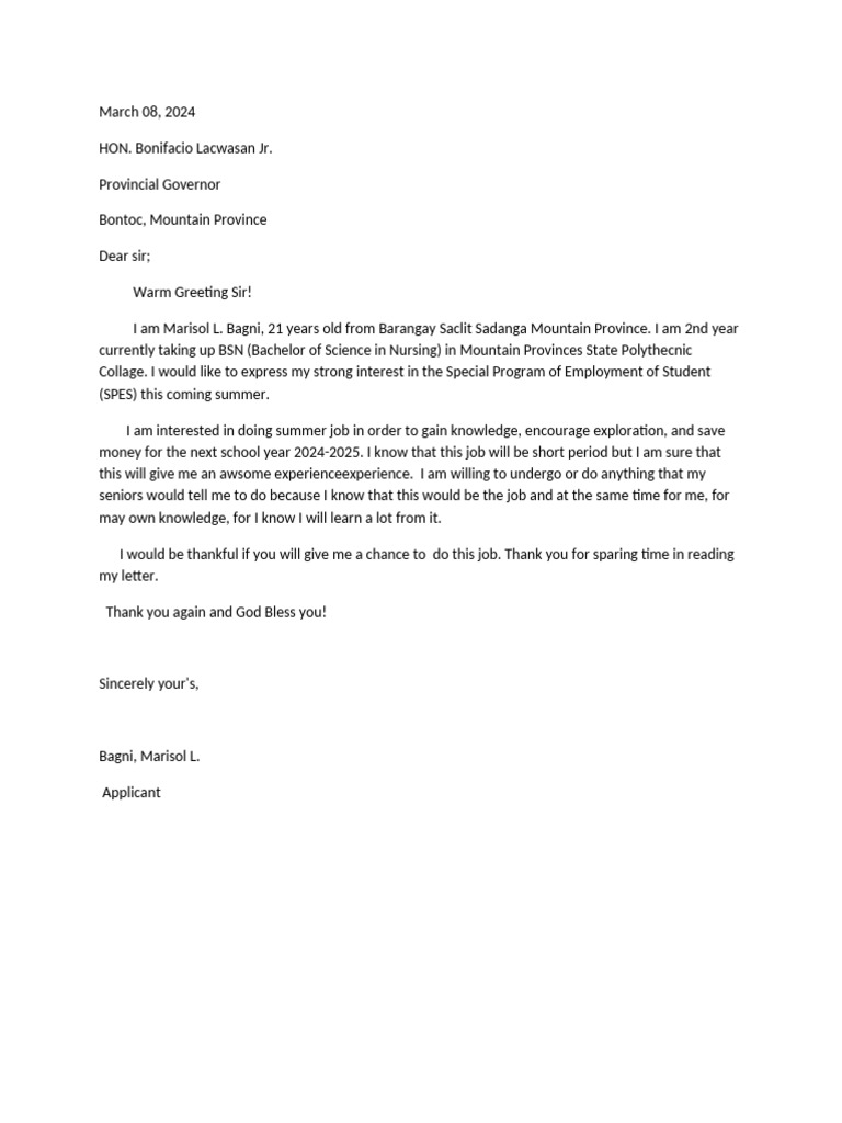 Spes Letter | PDF