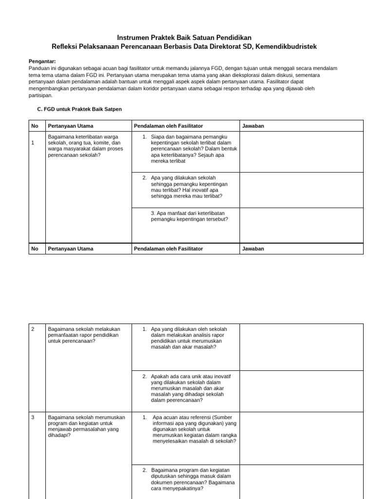 Panduan FGD Praktek Baik Pendidikan | PDF