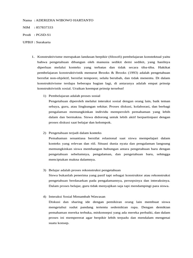 Tugas 2 PDGK4505 (Pembaruan Dalam Pembelajaran Di SD) | PDF