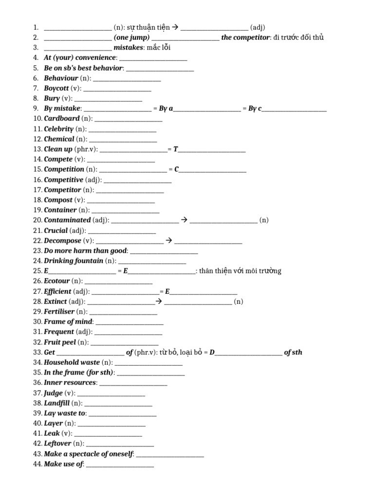 12 - Unit 3 - Vocab - All | PDF | Environmental Engineering | Waste ...