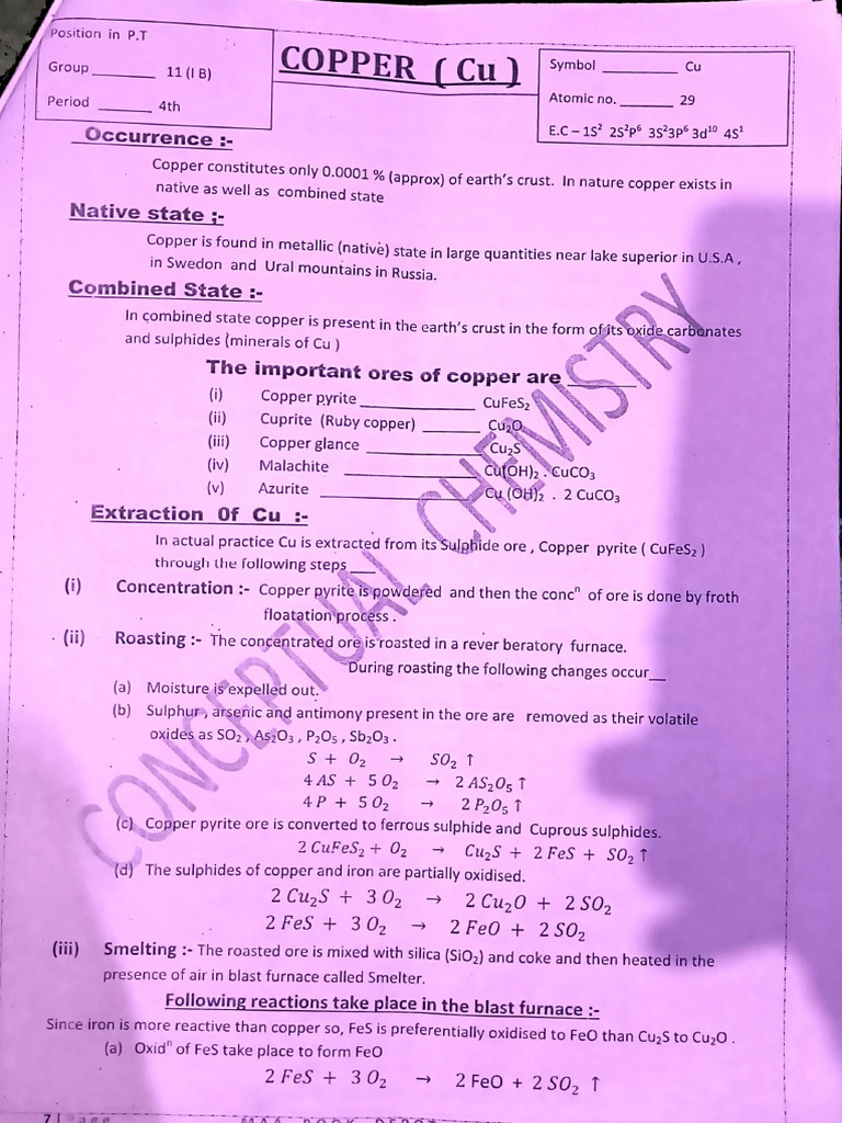 Extraction of Cu | PDF | Copper | Smelting