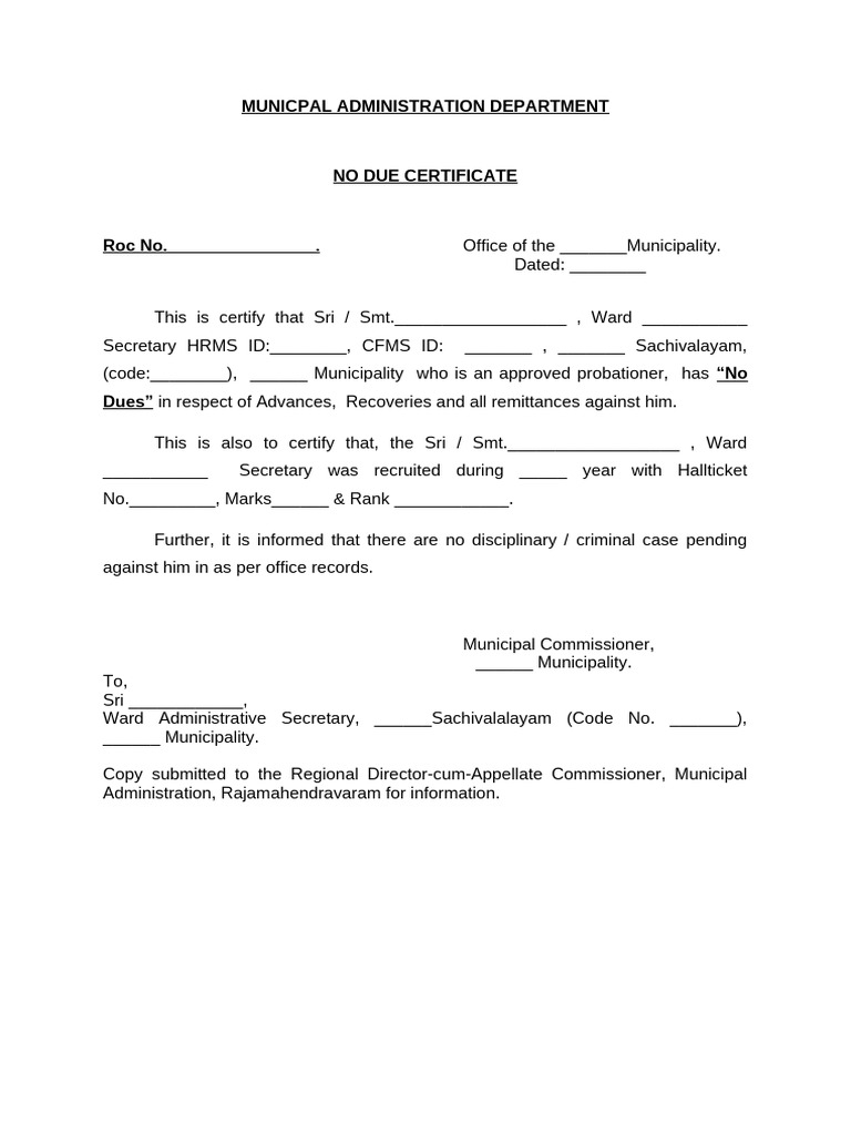 No Due Certificate | PDF