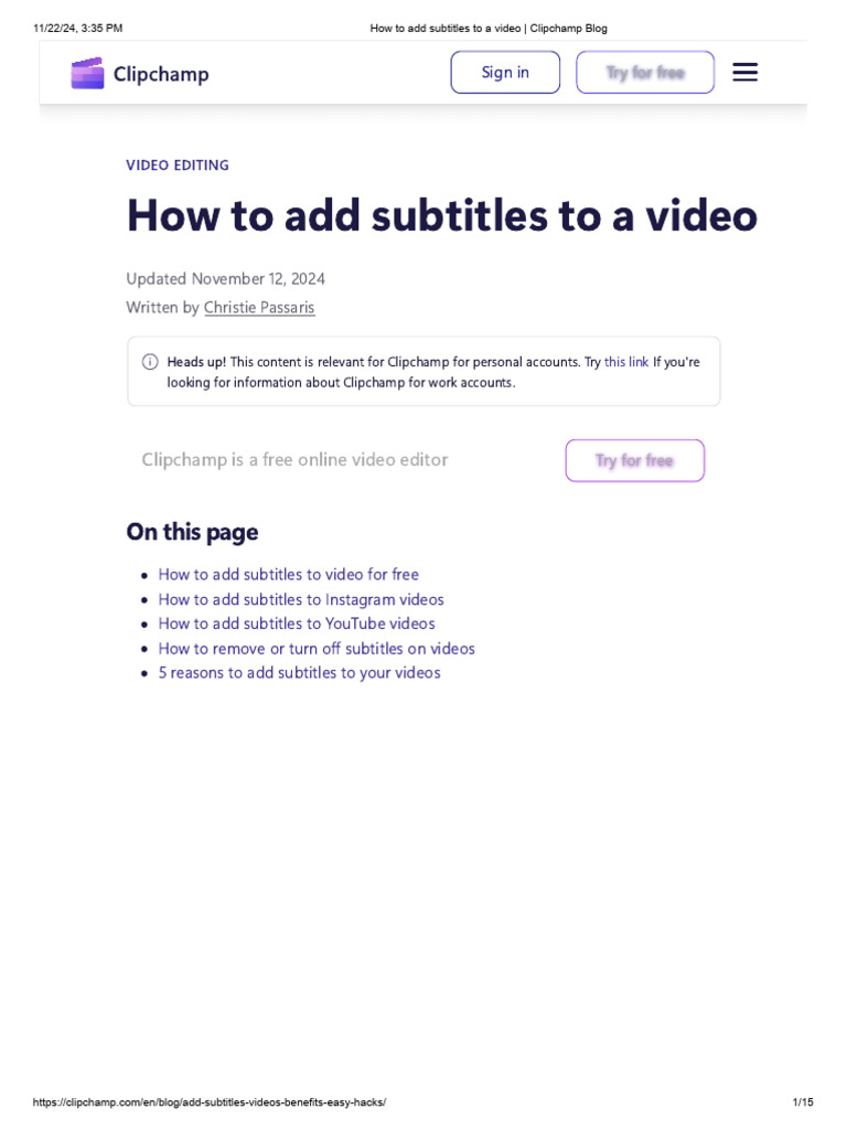 How To Add Subtitles To A Video - Clipchamp Blog | PDF | Computing | Software