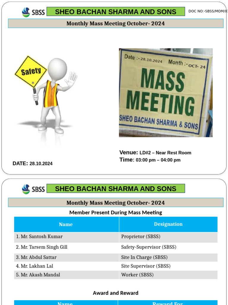 Mass Meeting- Oct | PDF | Personal Protective Equipment | Safety