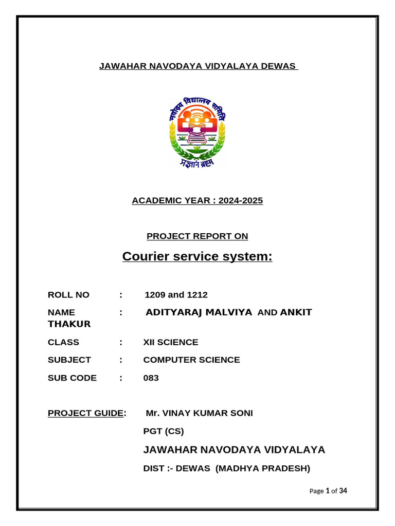 ADI Courier - Service - System - PROJECT | PDF | Software Testing ...