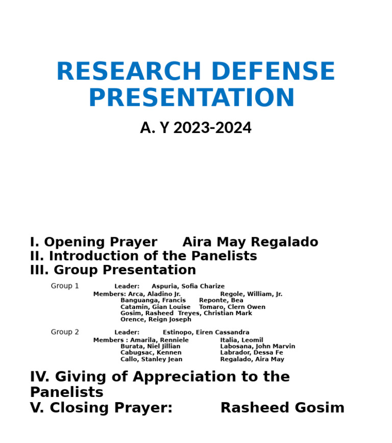 RESEARCH DEFENSE Presentation | PDF | Science & Mathematics