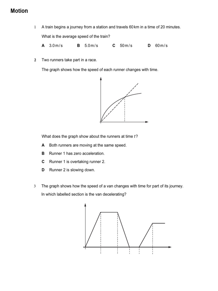 Motion (Multiple Choice) QP | PDF | Speed | Acceleration