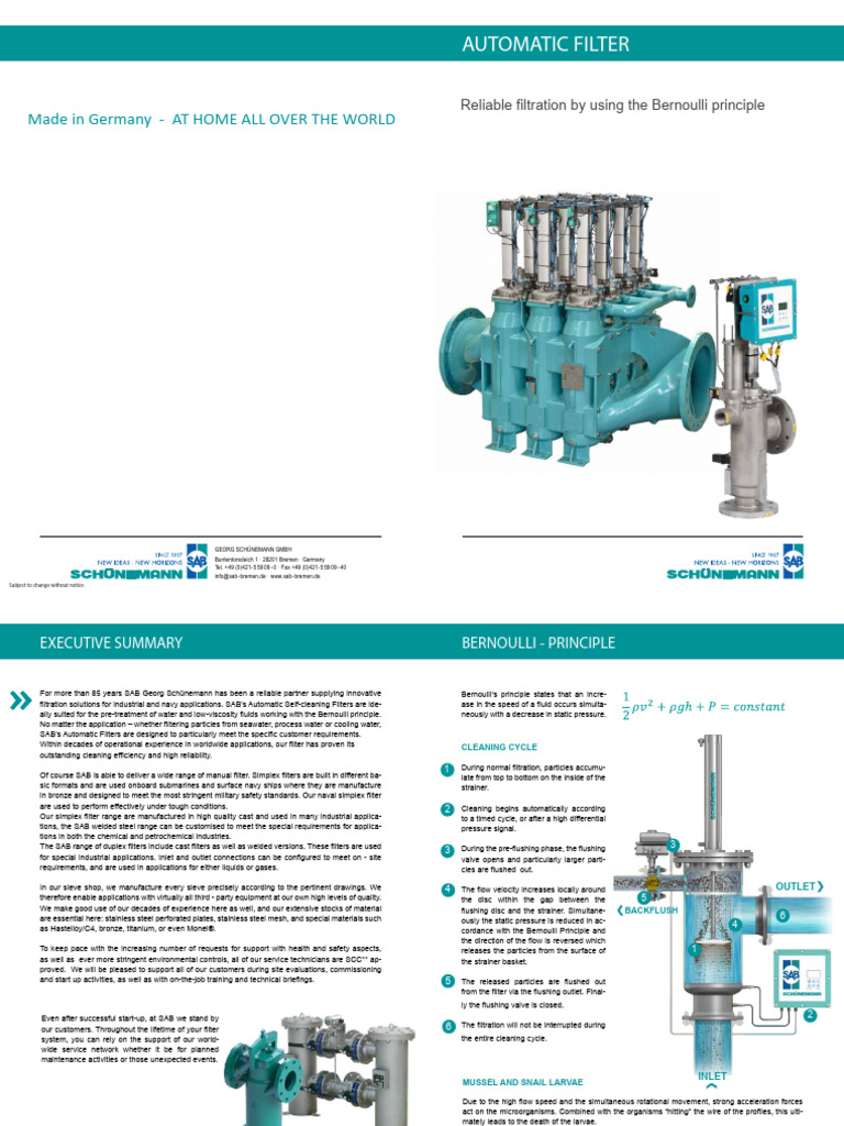 SAB Automatic Strainers | PDF | Filtration | Heat Exchanger
