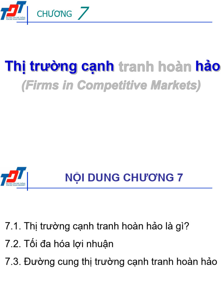 QTKD-701020-MICRO - Chuong 7 - Thi Truong Canh Tranh Hoan Hao | PDF