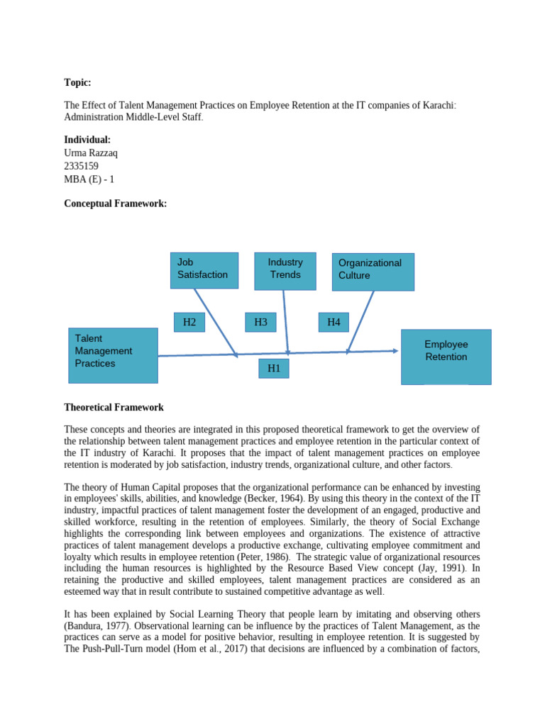 Conceptual Framework & Theoretical Framework Spring 23 | PDF | Talent ...